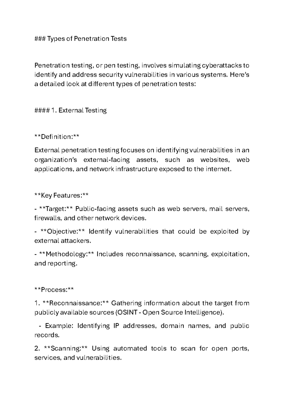 Unit 3 Types of Penetration Tests - Types of Penetration Tests ...