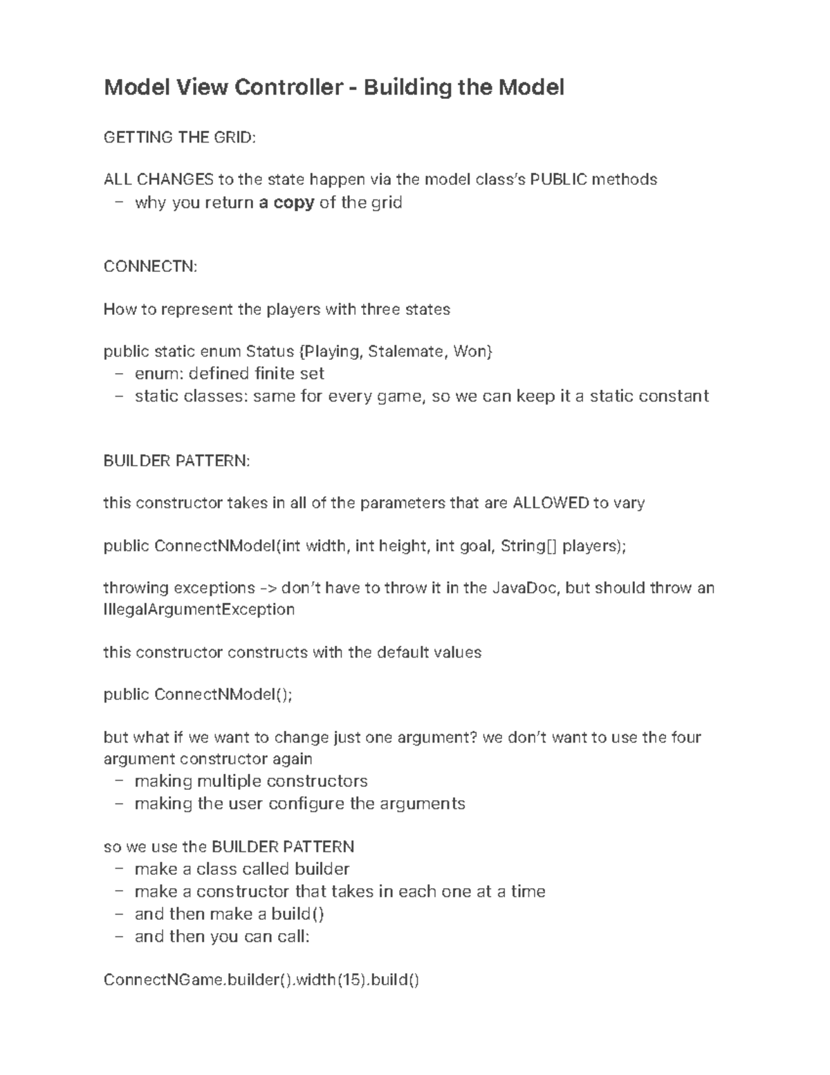 Model View Controller - Building the Model - – – – – – – – – – Model ...