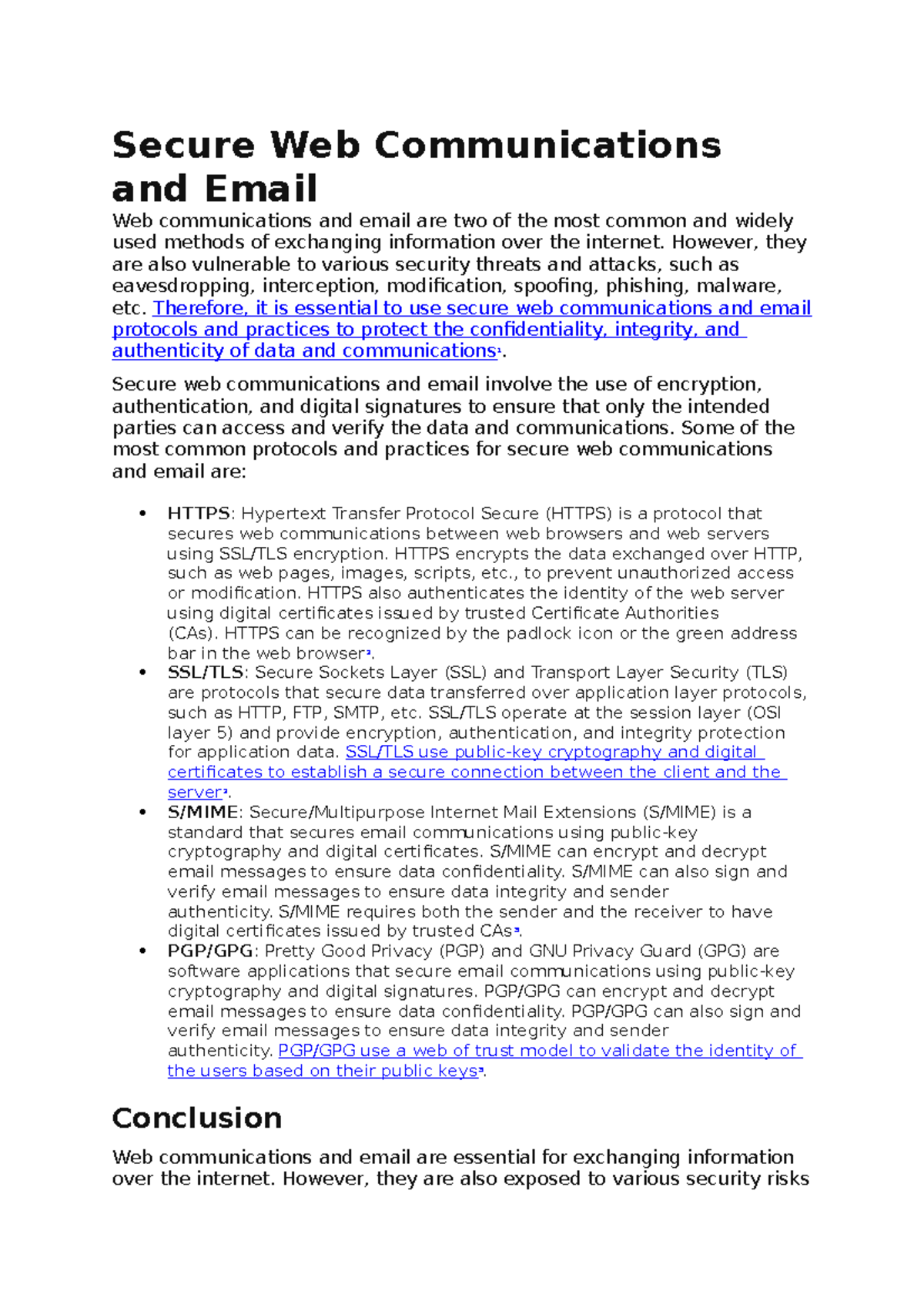 Secure Web Communications and Email - Secure Web Communications and ...