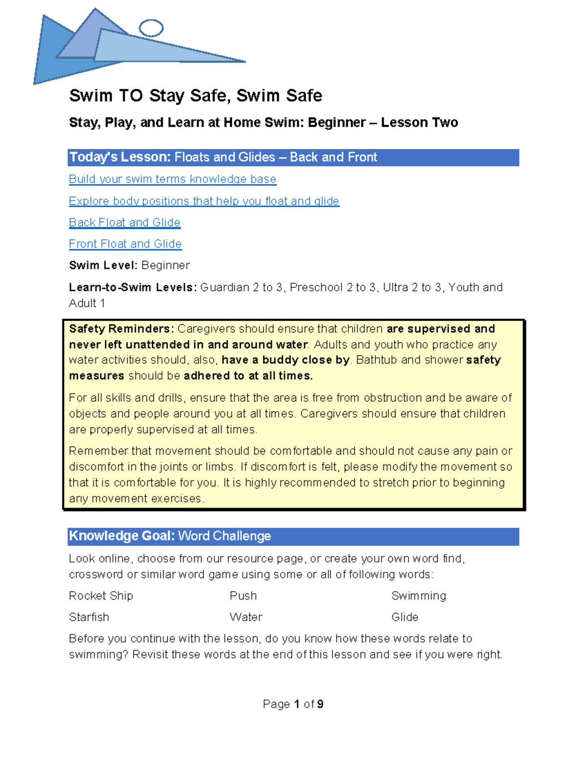 9595 virtual swim skills lesson 02 beginner - Swim T. Stay Safe, Swim ...