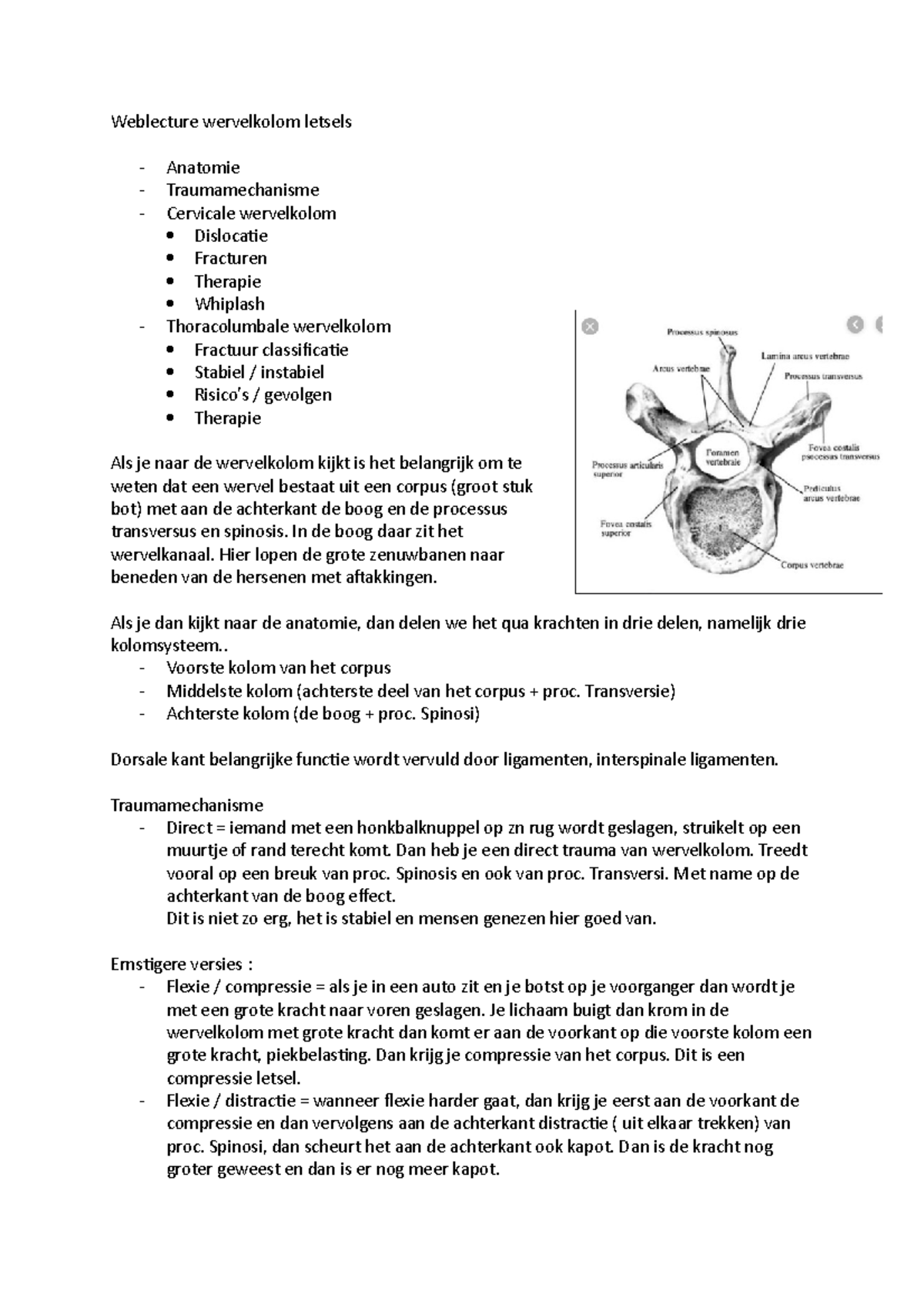 HC letsels van de wervelkolom - Weblecture wervelkolom letsels Anatomie ...