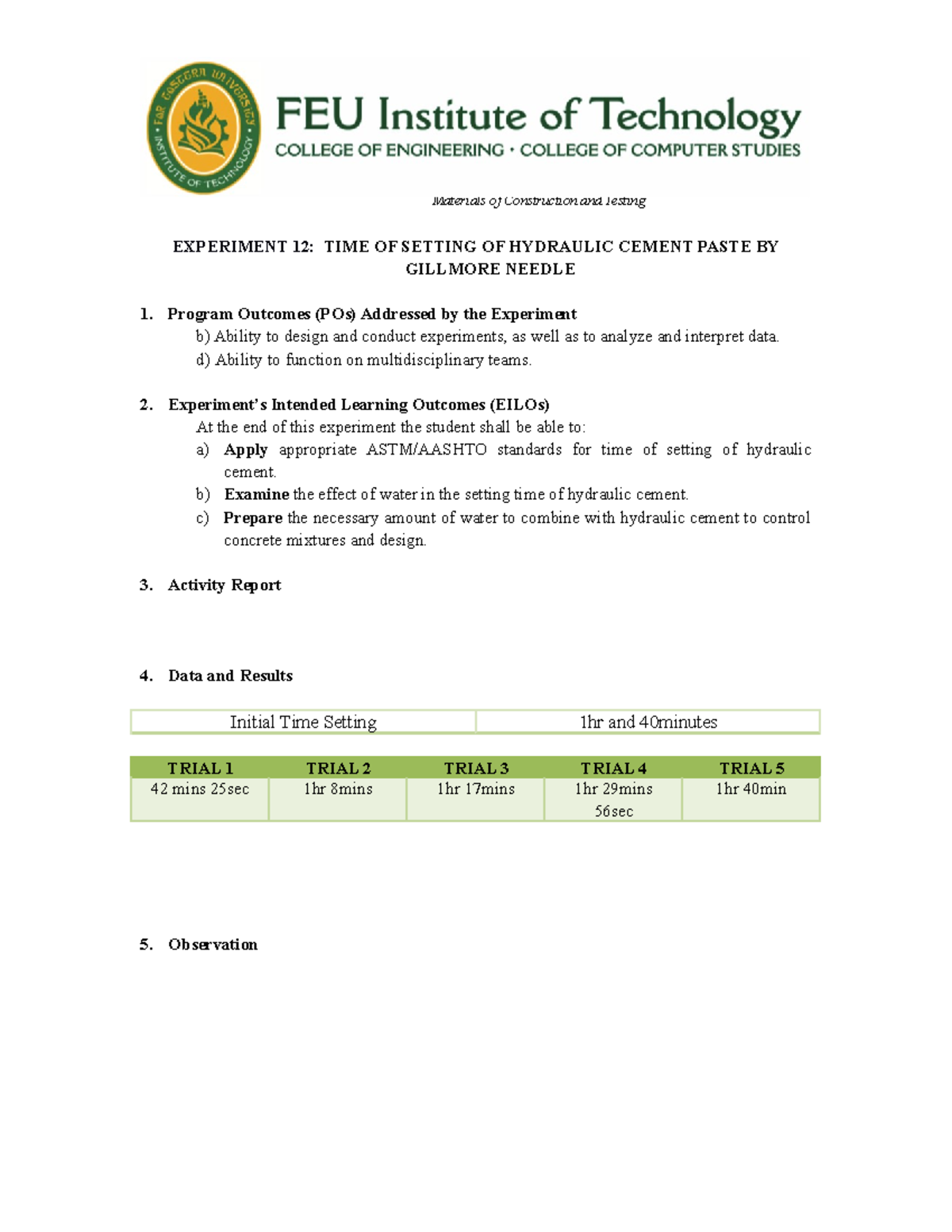 12 Setting Time of Hydraulic Cement Paste by Gillmore Needle ...