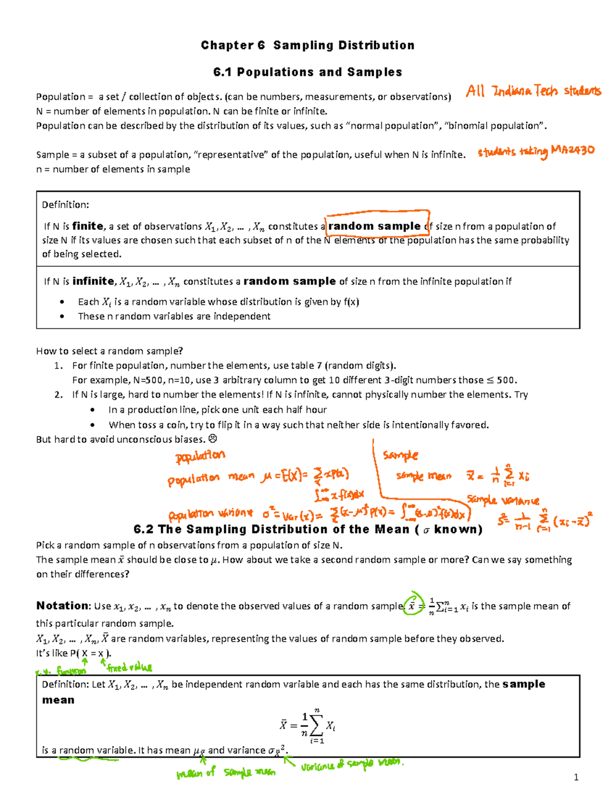 Chapter 6 Sampling Distribution - Chapter 6 Sampling Distribution 6 Populations and Samples ...