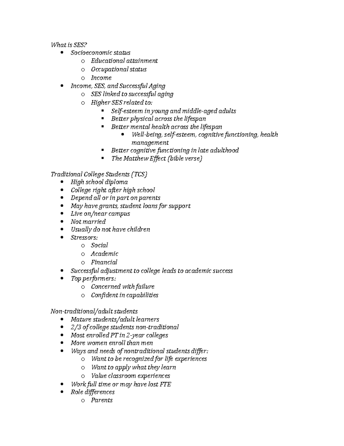SES, college 10 - Komelski - What is SES? Socioeconomic status o ...