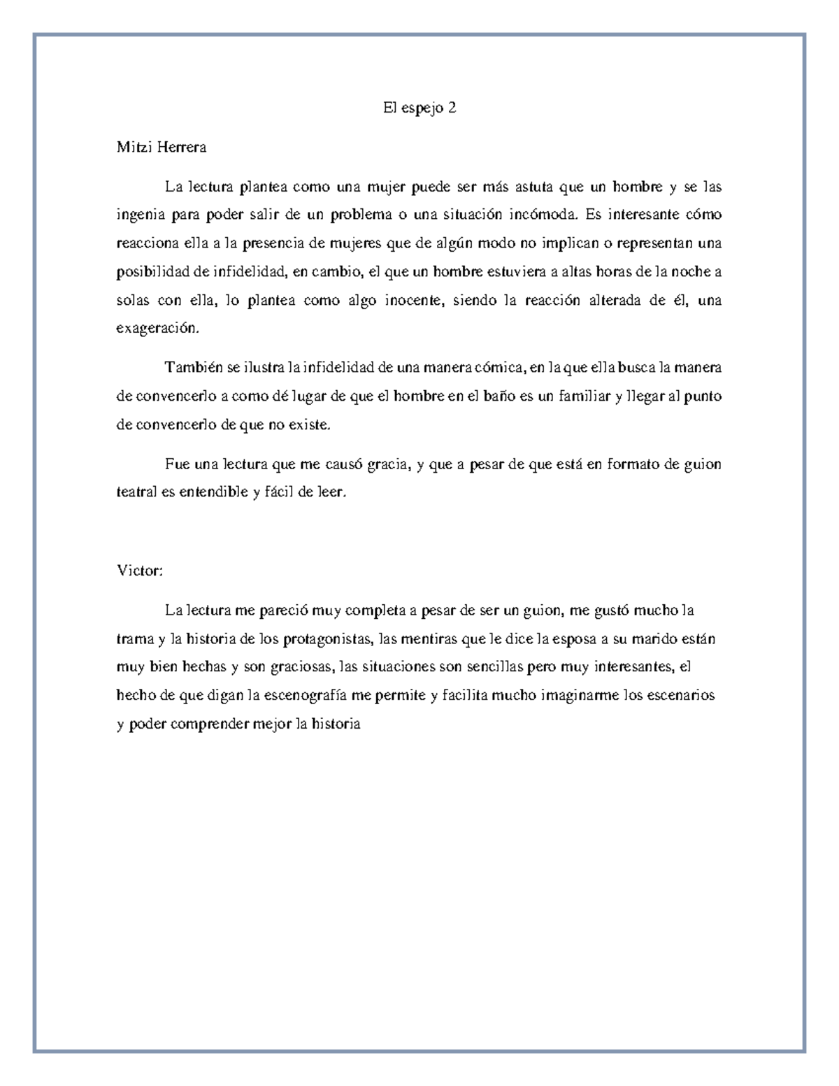 El espejo 2 - El espejo 2 Mitzi Herrera La lectura plantea como una ...