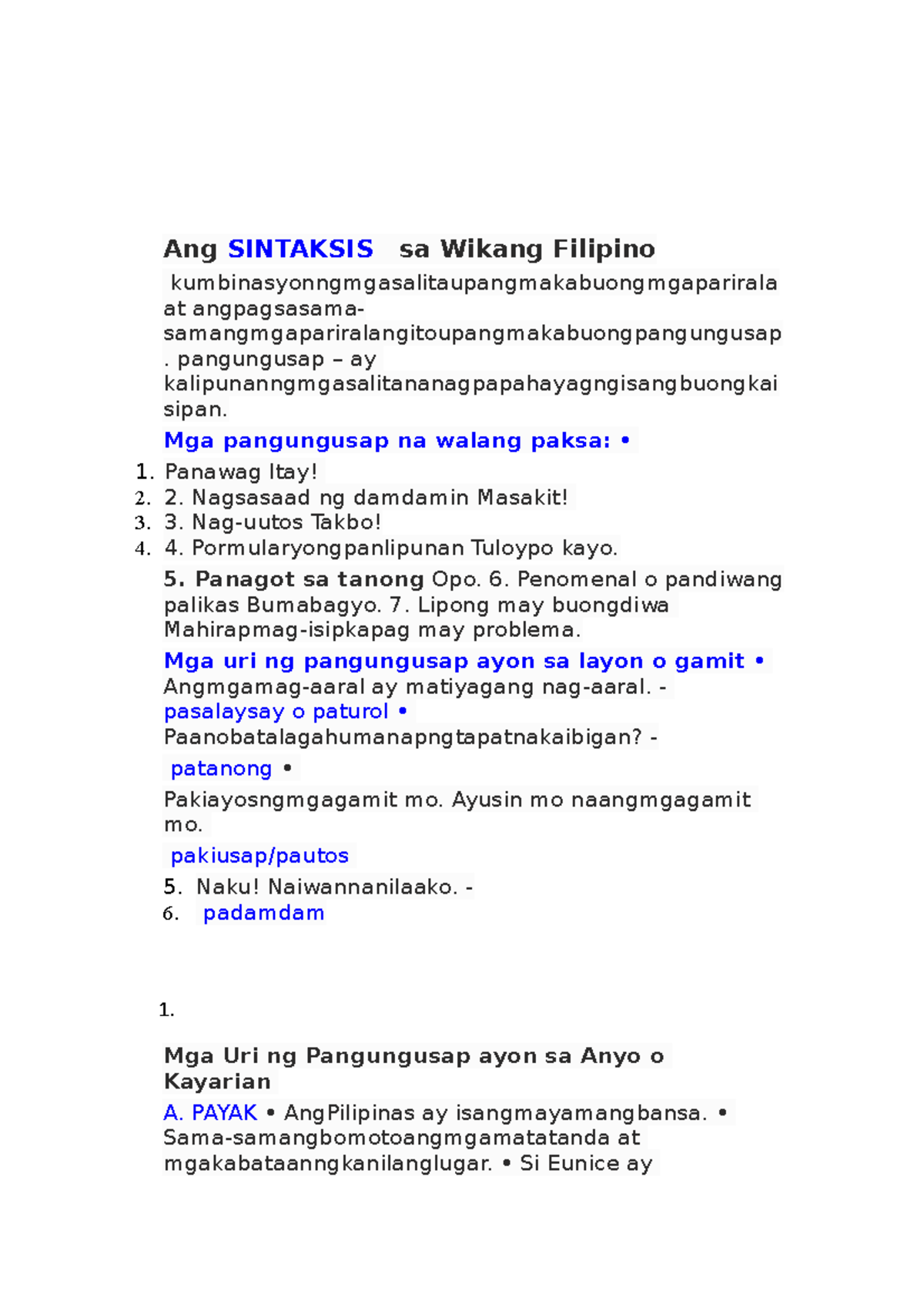 Sintaksis SA Wikang FIL n/a n/a n/a n/a n/a n/a n/a n/a n/a n/a v n/a n ...