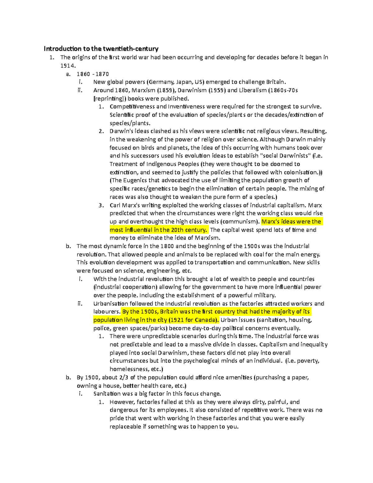 History 106 notes - Introduction to the twentieth-century 1. The ...