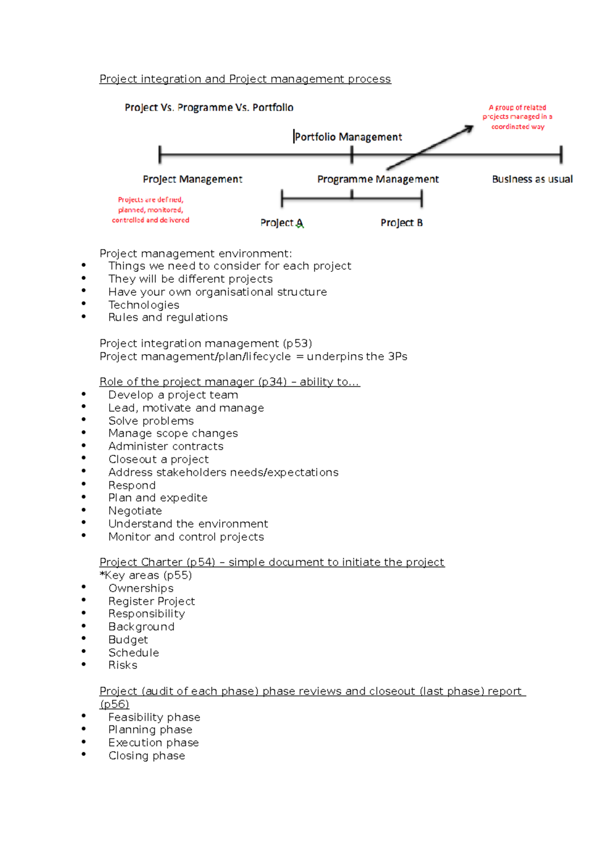 Project management - Lecture notes All - Project integration and ...