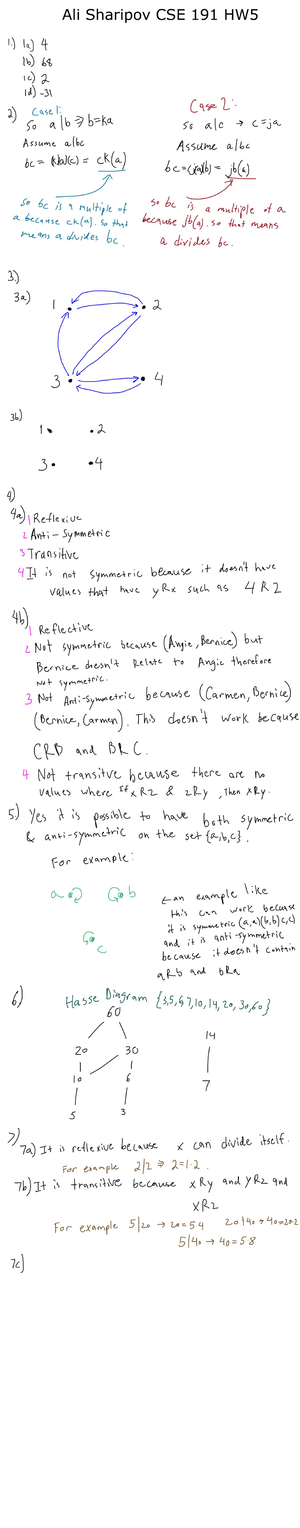 Homework 07 Answers To Practice Problems With Solutions Cse 191 Discrete Structures Fall