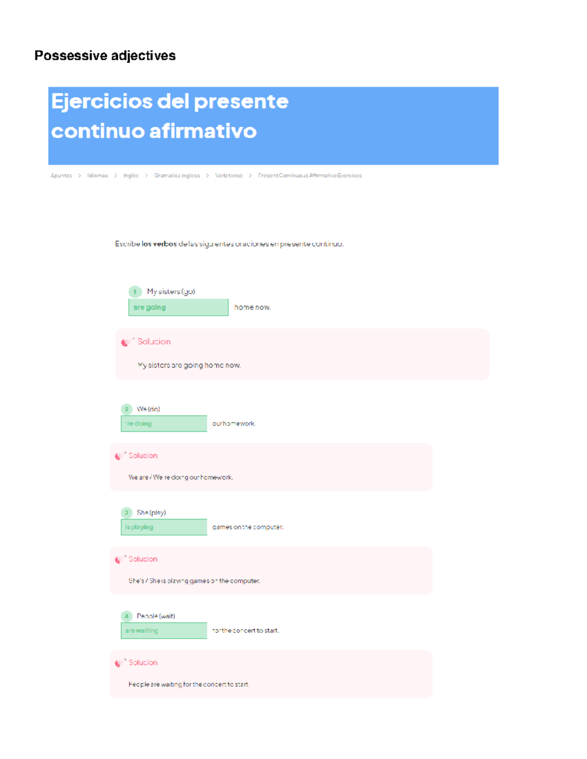 Unidad 4. actividad 1. Possessive adjectives - Possessive adjectives ...