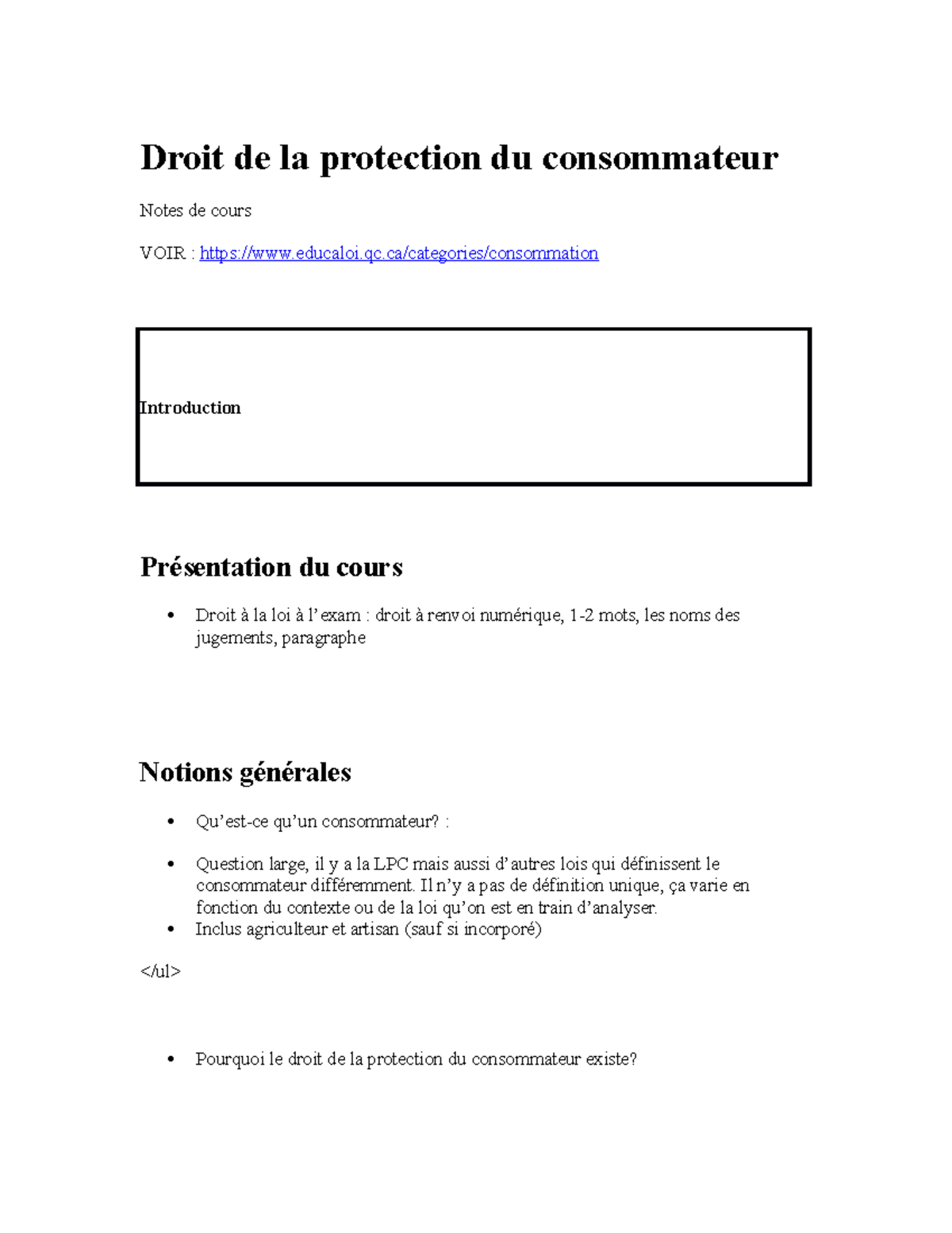 Droit de la protection du consommateur - qc/categories/consommation ...