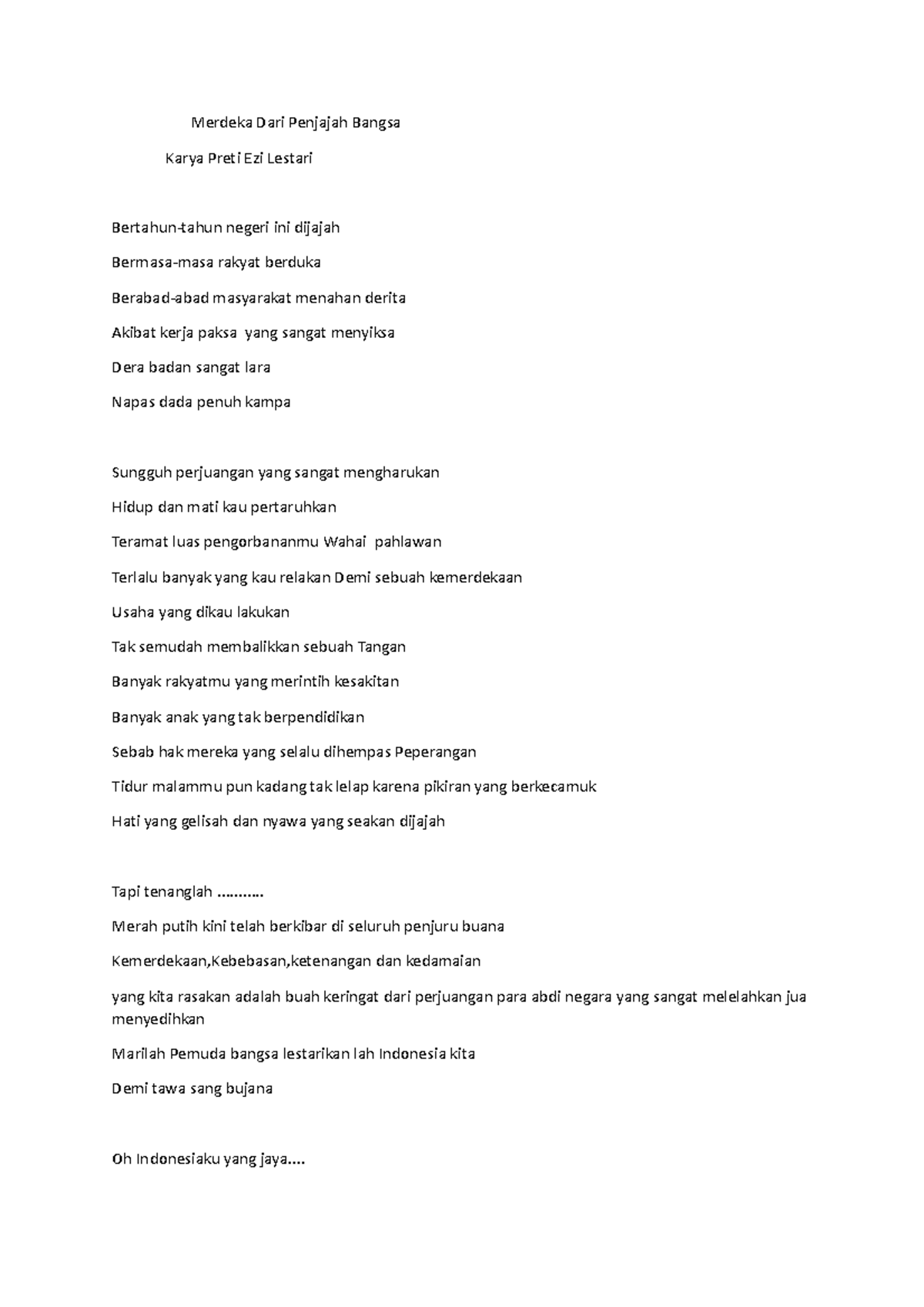 Dokumen - Please give the next - Merdeka Dari Penjajah Bangsa Karya ...