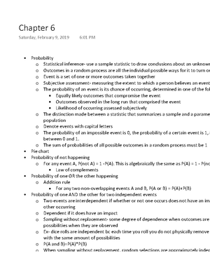 Exam 2 Cheat Sheet - EXAM I cheat sheet probability OR P(A) - probof an ...