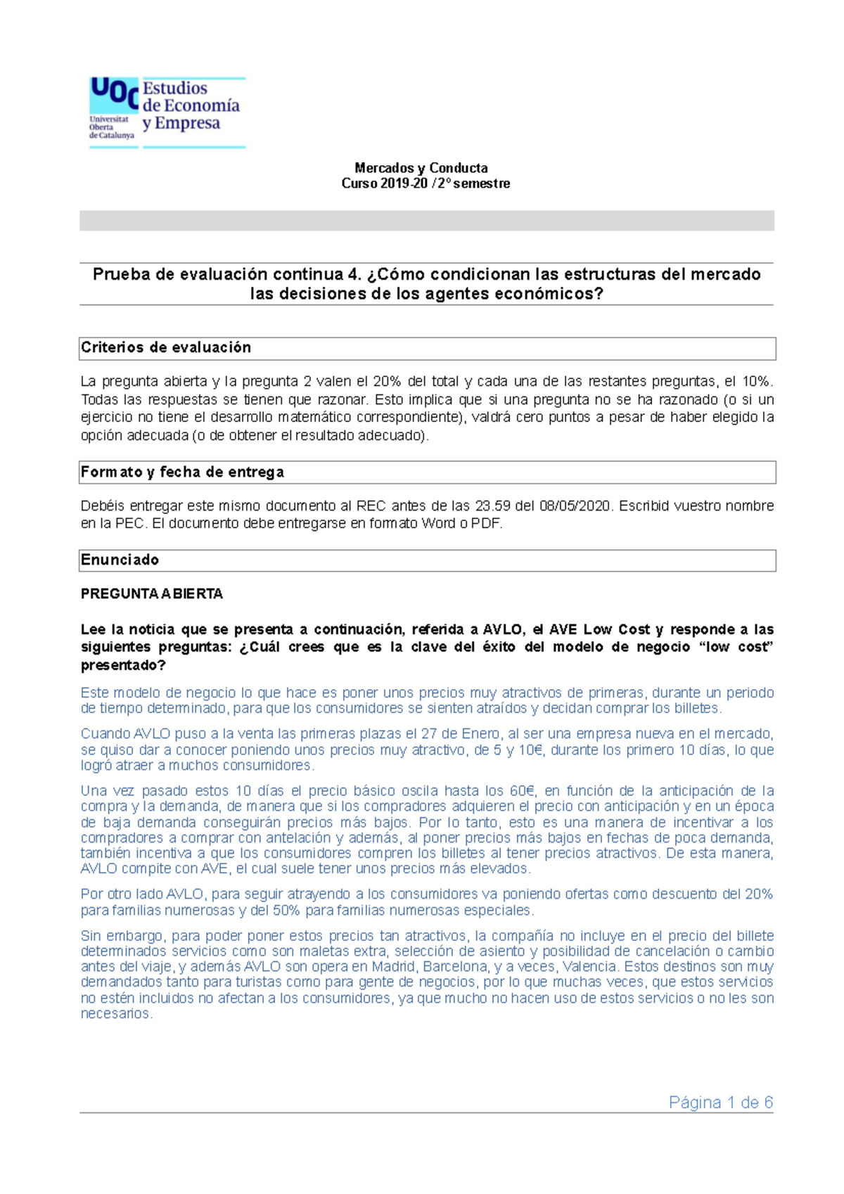My C Pec4 2019 2 My C Pec4 2019 2 Mercados Y Conducta Curso 2019 20 2º Semestre Prueba De
