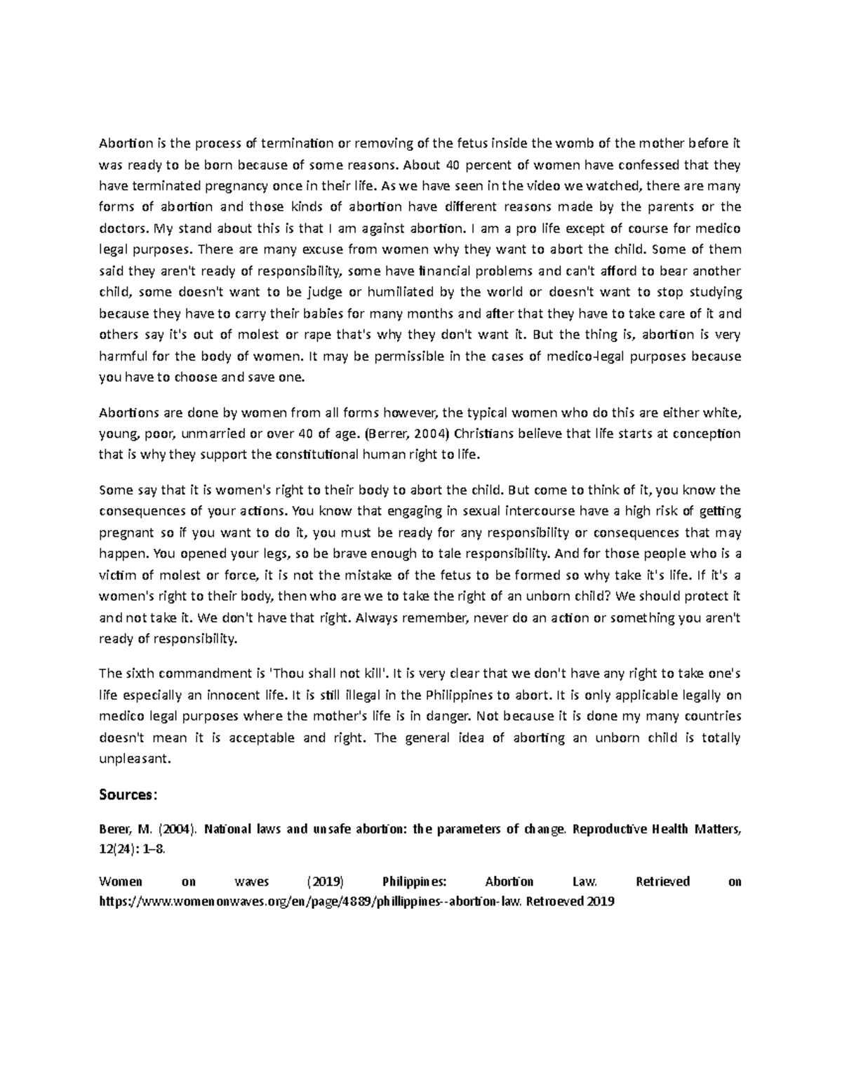Abortion - assignment - Abortion is the process of termination or ...