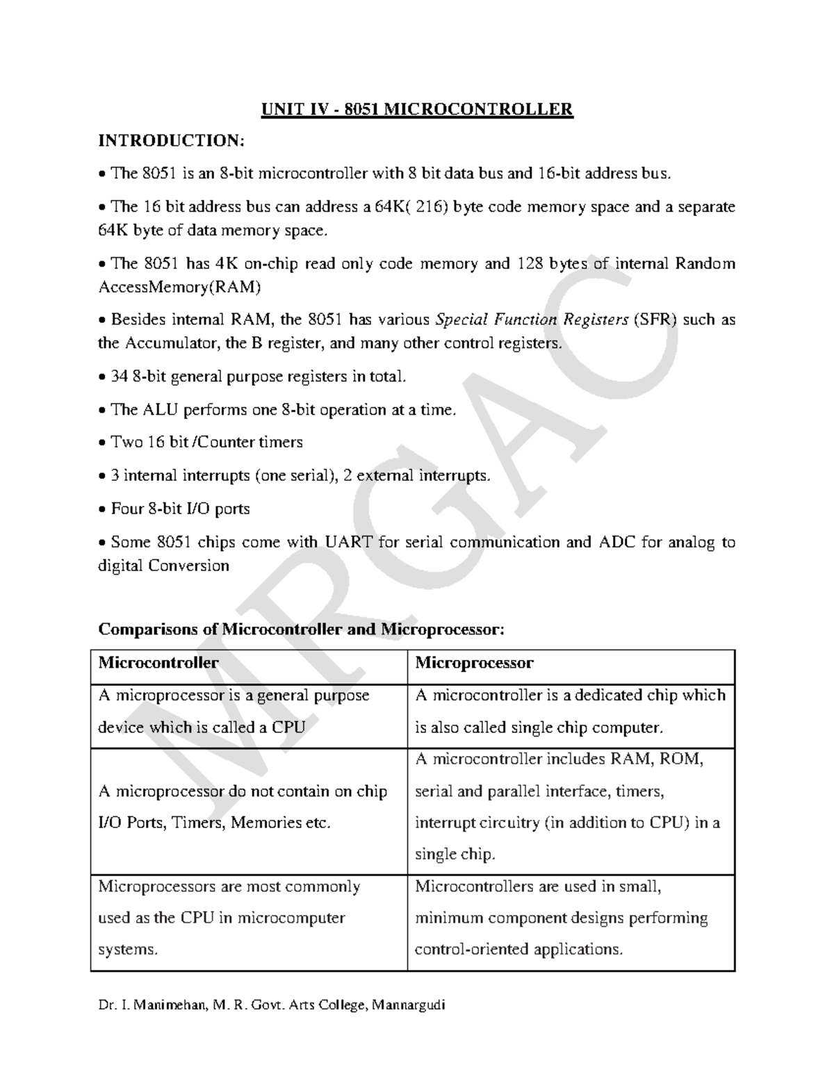 Microcontroller - its my personal notes - UNIT IV - 8051 ...