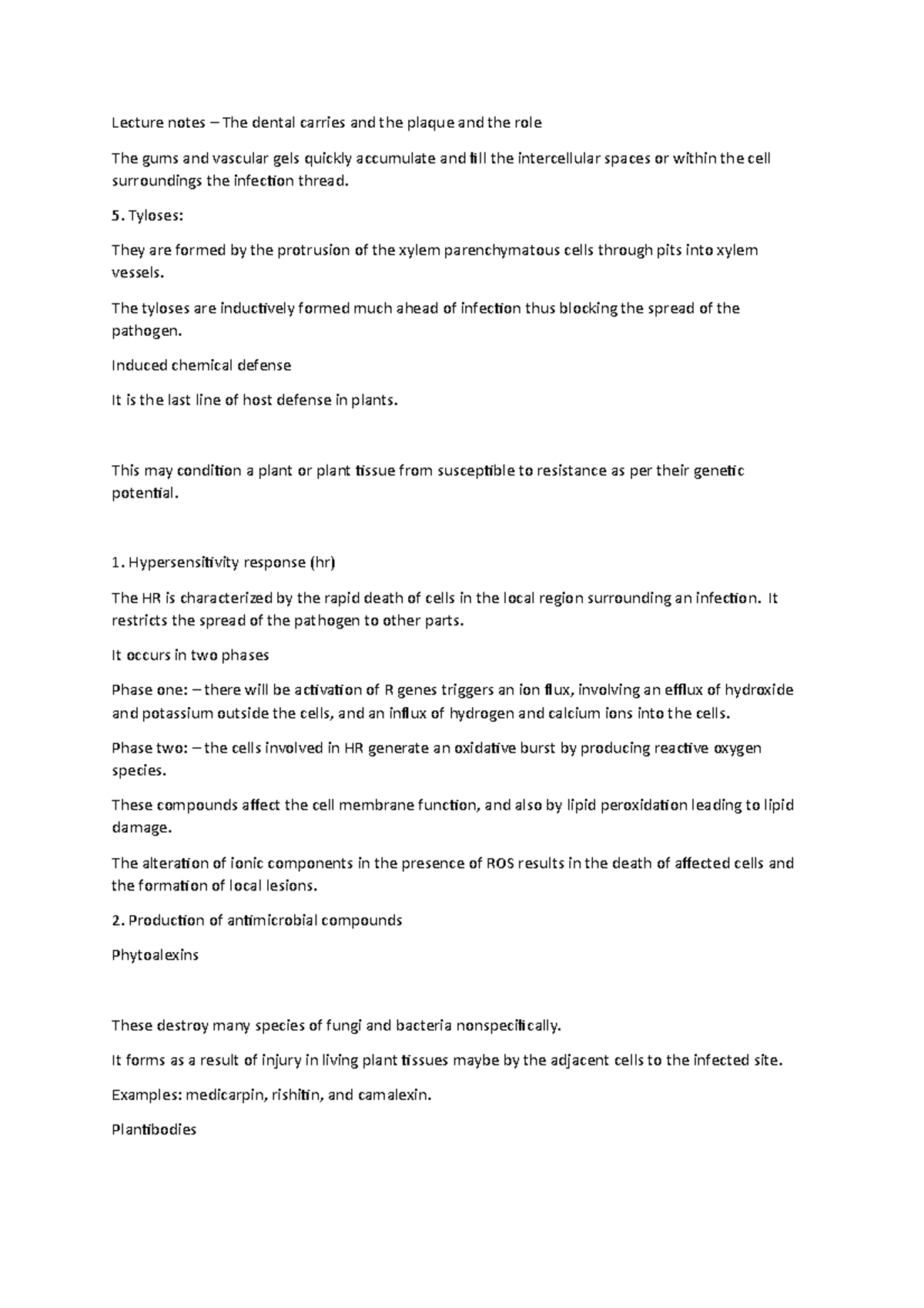 Lecture notes – The dental carries and the plaque and the role - C100 ...