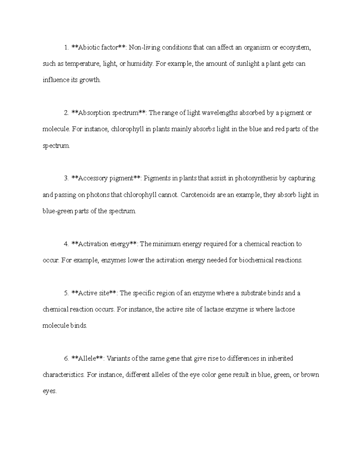Ultimate AP Biology Vocabulary List (Over 100 terms) - Abiotic factor ... Ultimate AP Biology Vocabulary List (Over 100 terms) - Abiotic factor ...