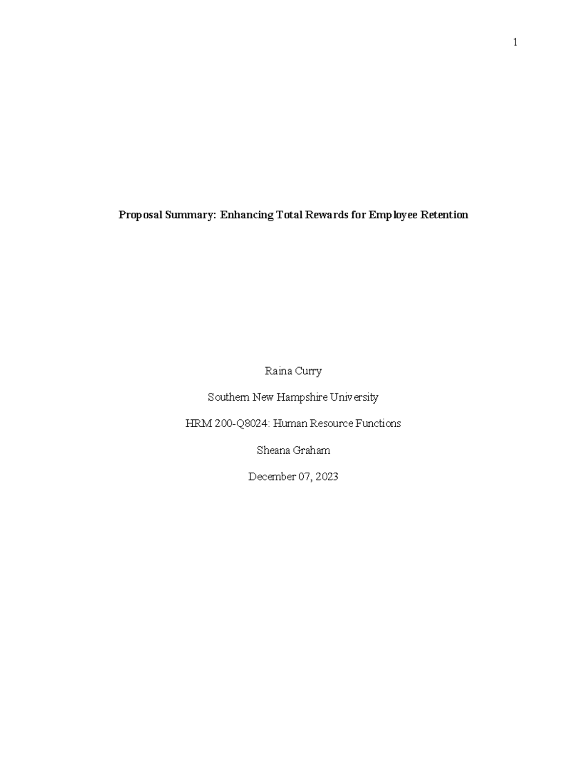 HRM 200 Project Two 7-1 - In this course, students will be introduced ...