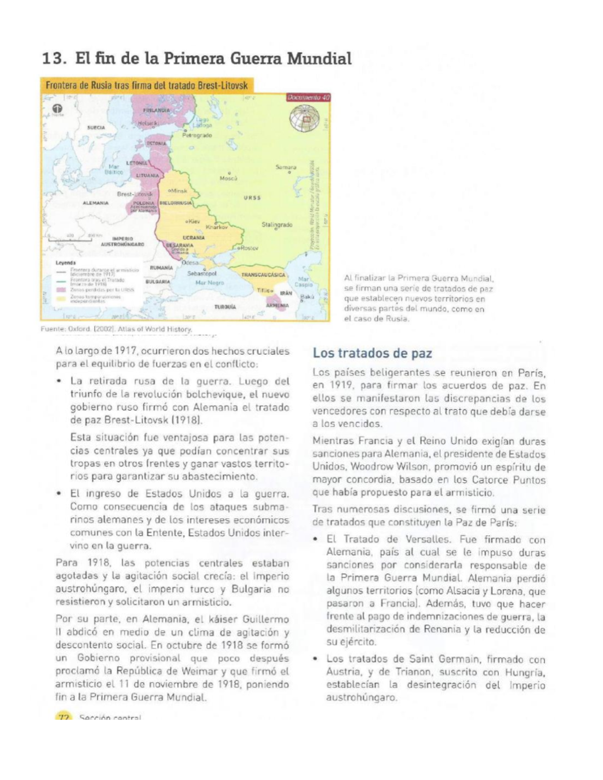 FIN DE LA Primera Guerra Mundial - Historia universal - Studocu