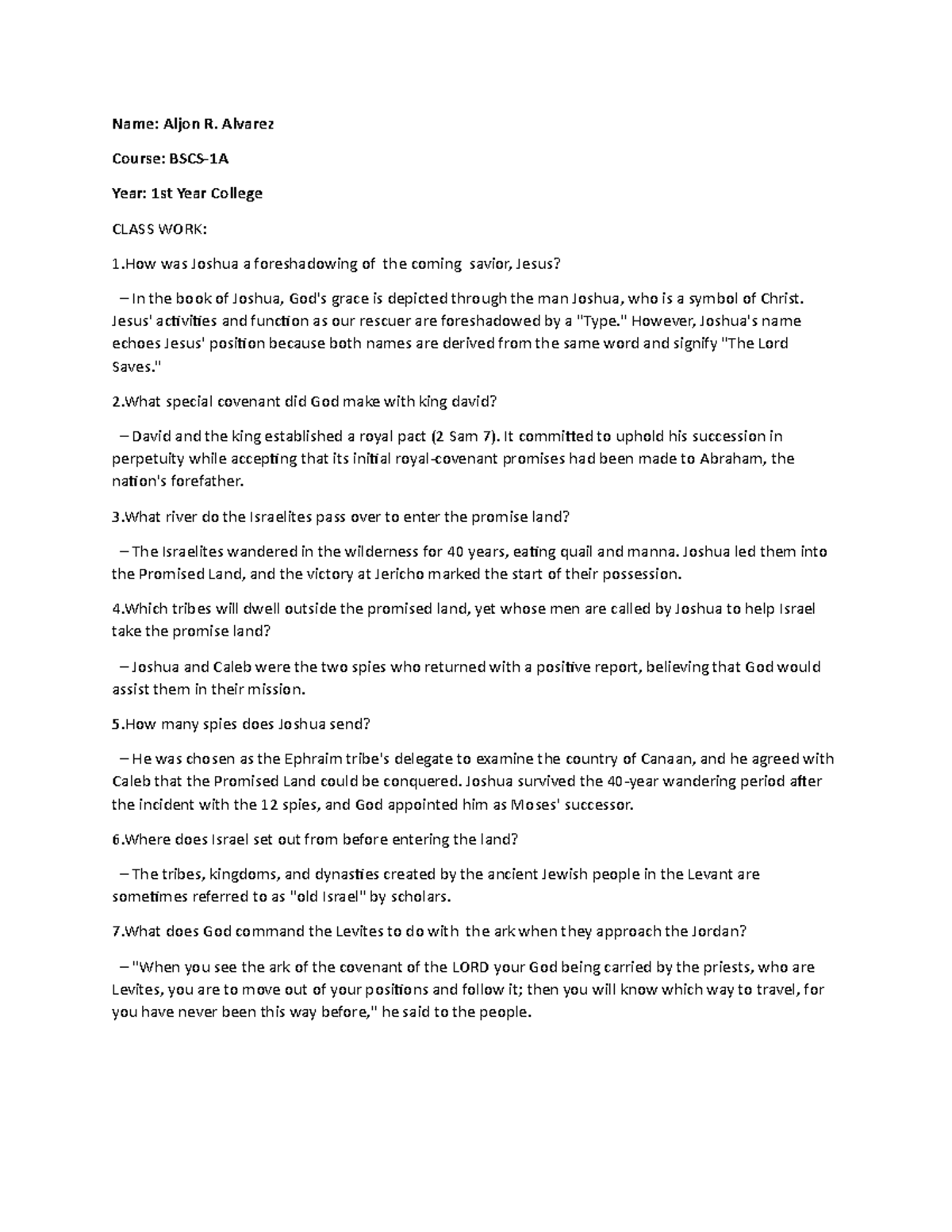 Bible-1 Title of teh Book - Name: Aljon R. Alvarez Course: BSCS-1A Year ...