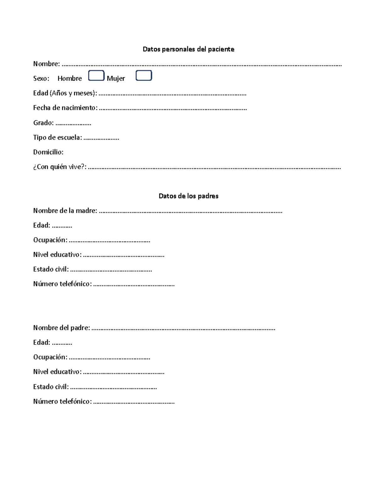 Datos personales del paciente - Datos personales del paciente Nombre ...