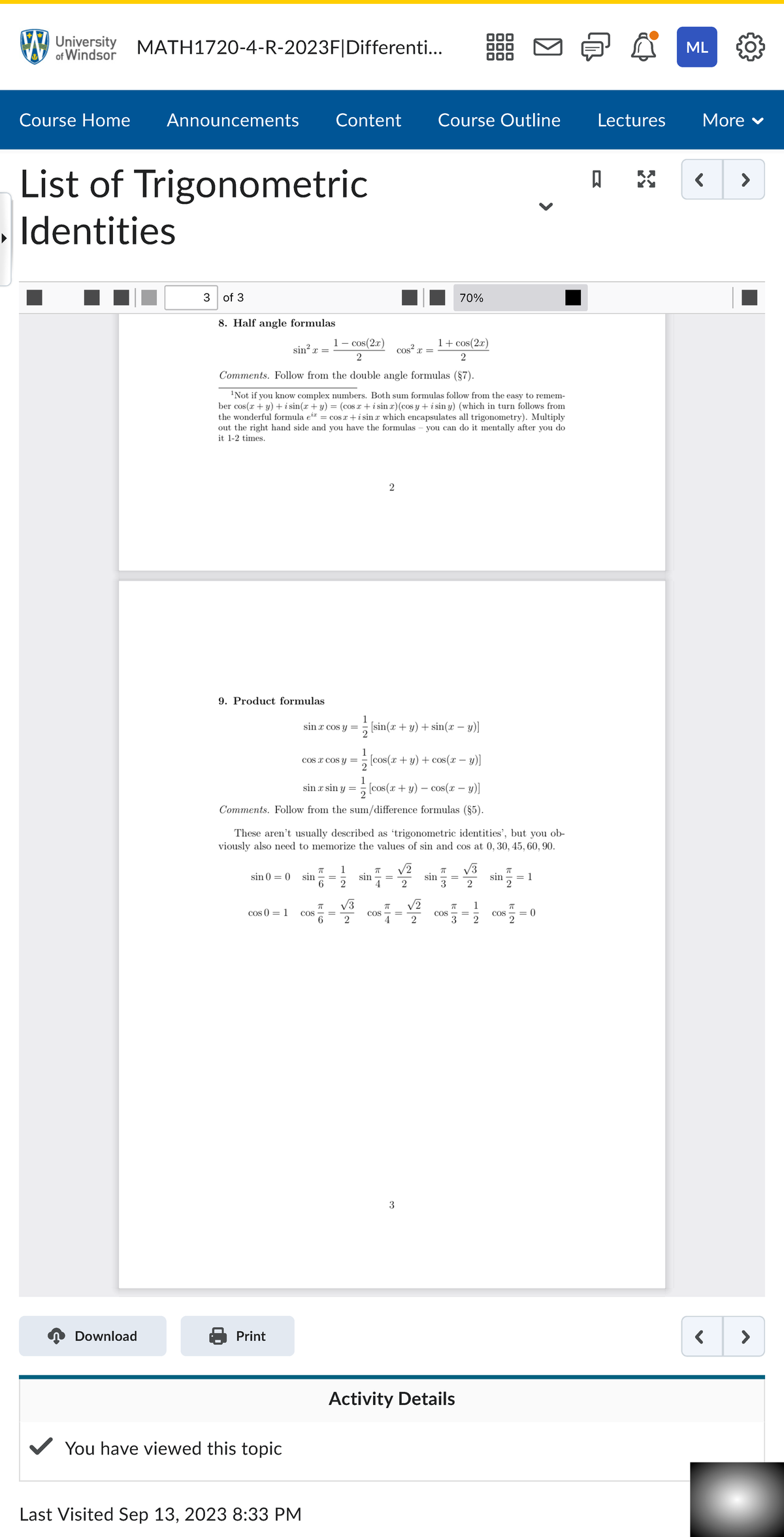 List of Trigonometric Identities - Differential C… 3 - Download Print ...