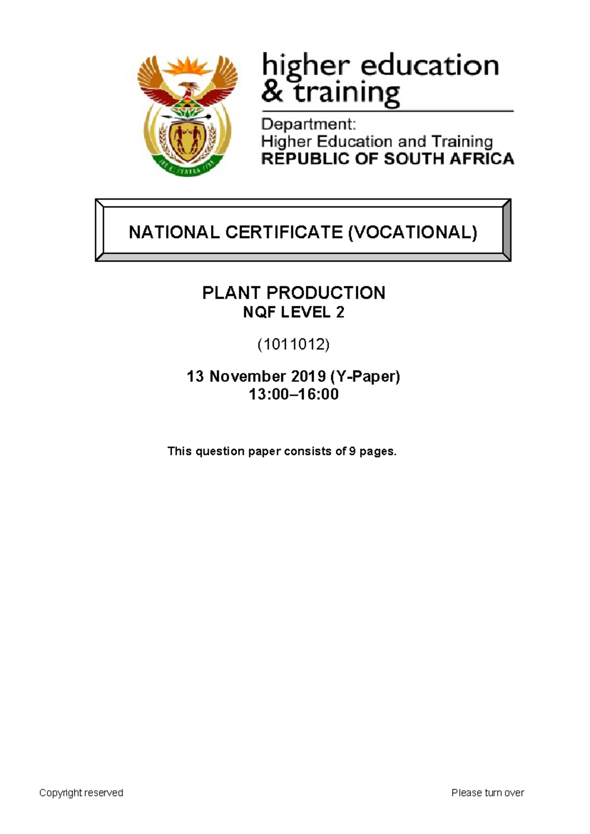 NC2360 Plant Production L2 NOV QP 2019 edited - PLANT PRODUCTION NQF ...