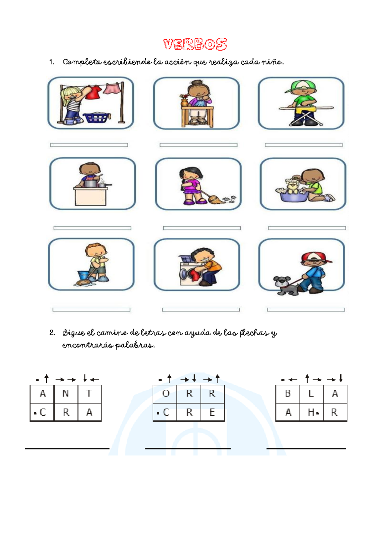 Practicamos con los verbos - Lenguaje I - Verbos Completa escribiendo ...