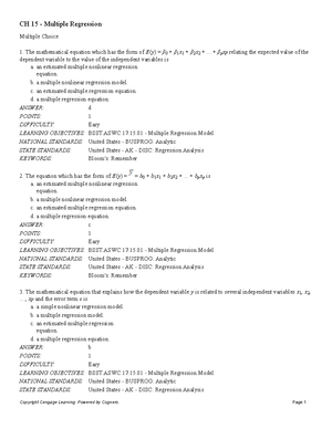 CH 13 Experimental Design and Analysis of Variance - Multiple Choice In the analysis of variance ...