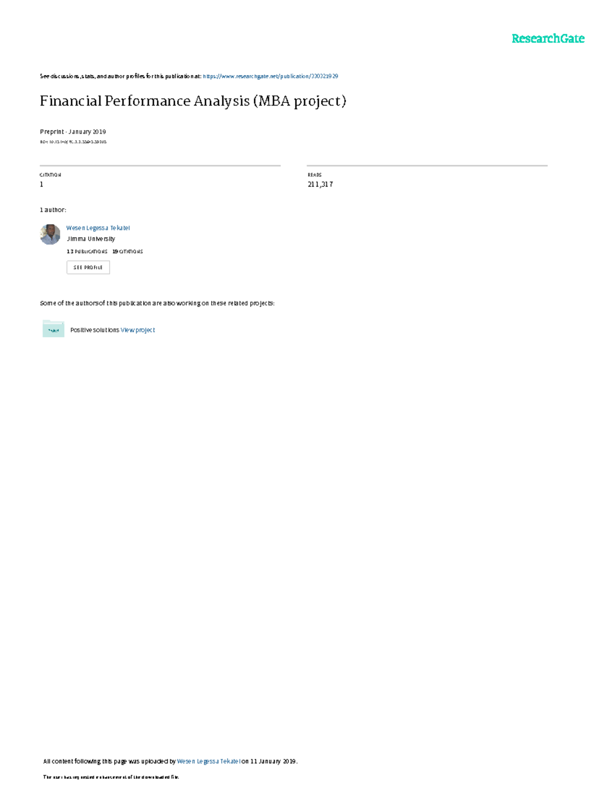 Financial Performance Analysis MBA project - See discussions, stats ...