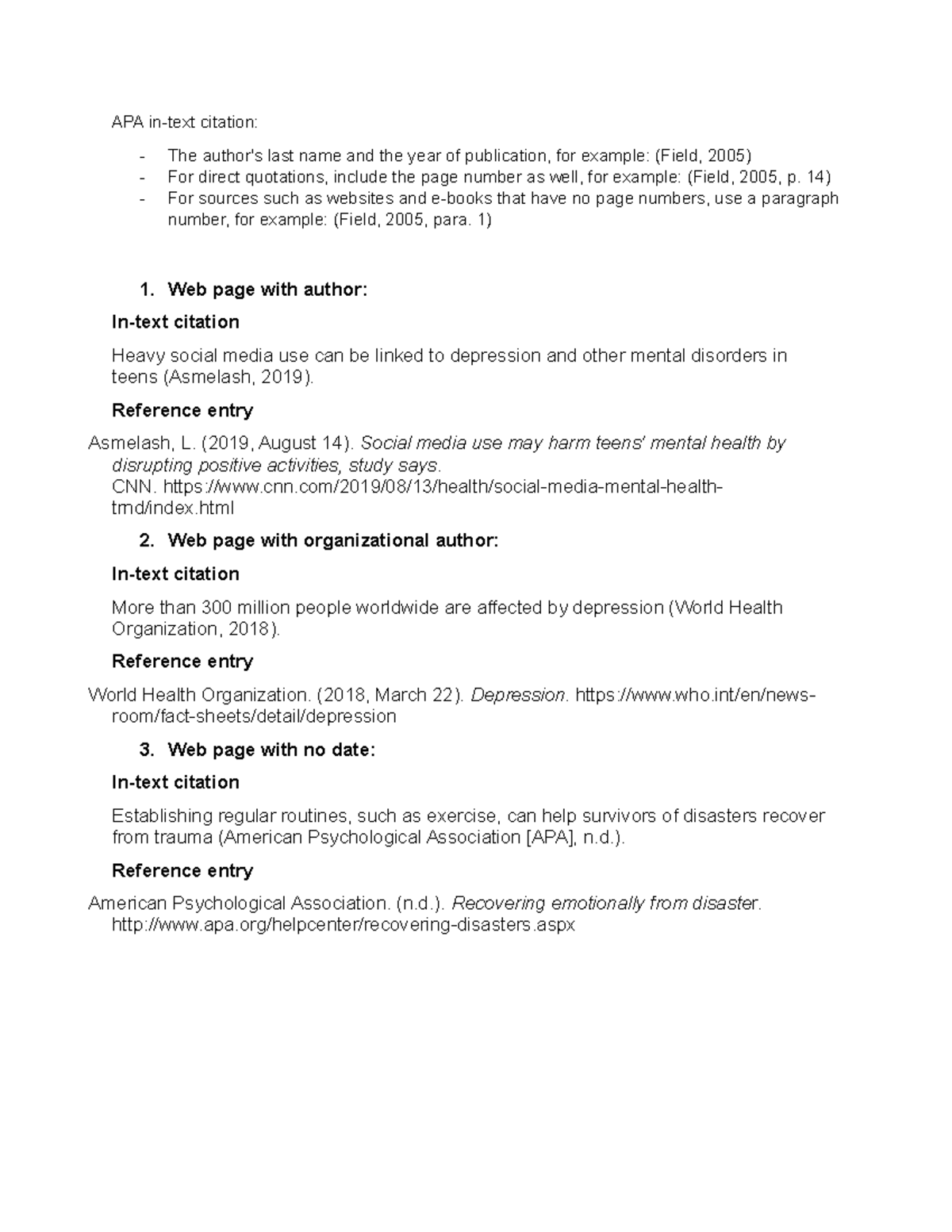 20231118 APA format - human resources - APA in-text citation: - The ...