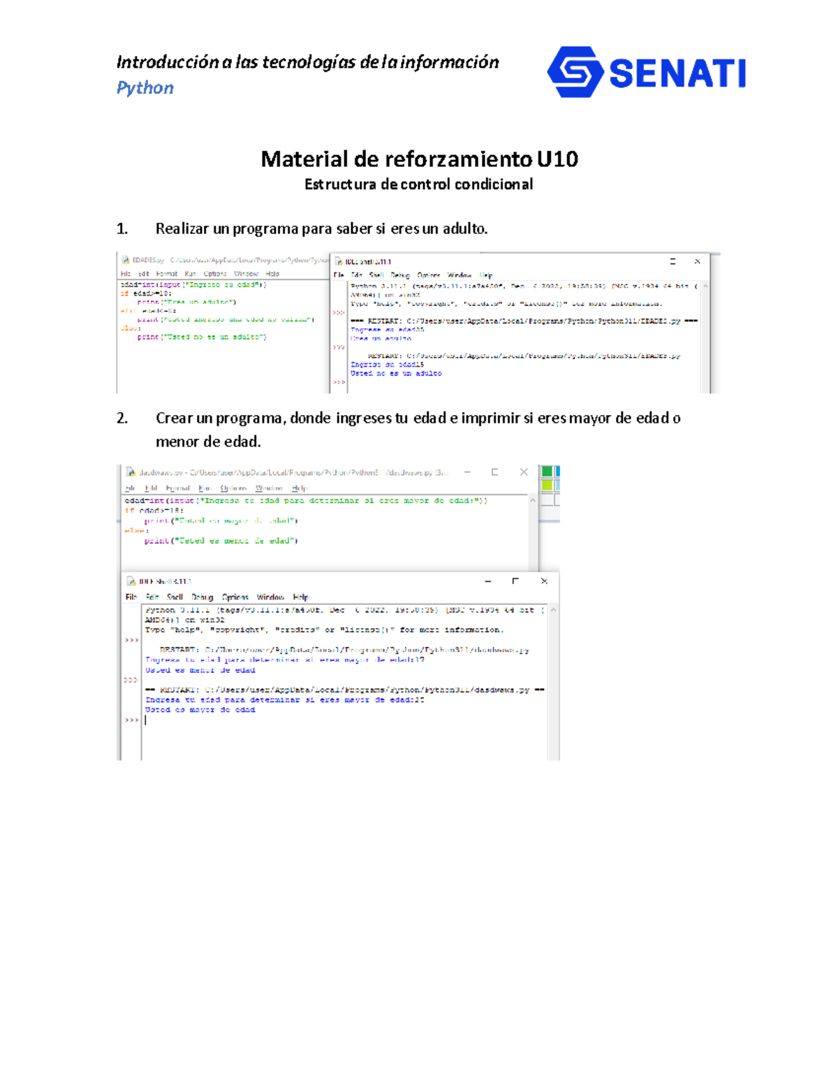 Reforzamiento 10 resuelto - Python Material de reforzamiento U ...