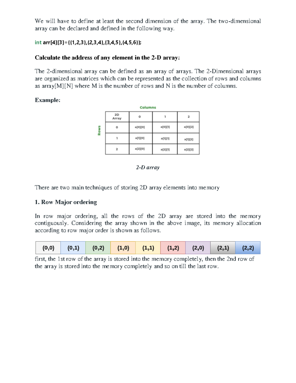 UNIT 1.2 Data Structure - We will have to define at least the second dimension of the array. The ...