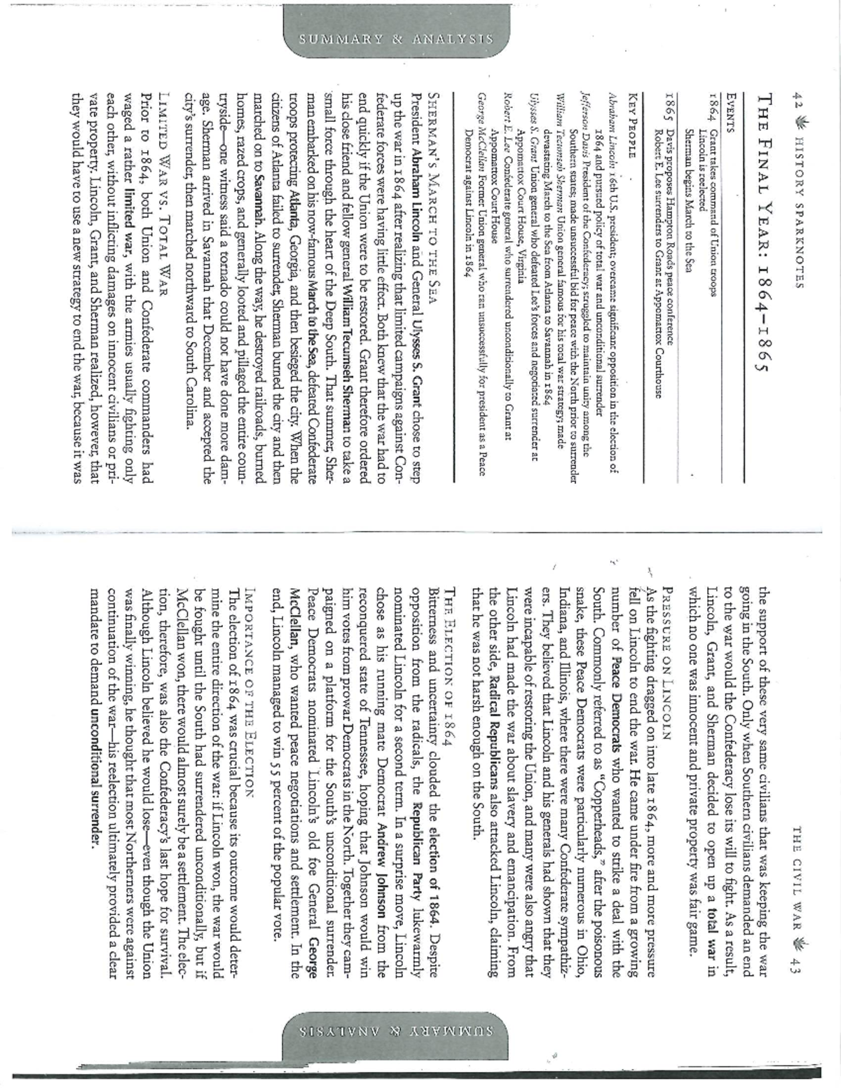 Sparknotes 7 The+Final+Years 1864-1865 - Studocu