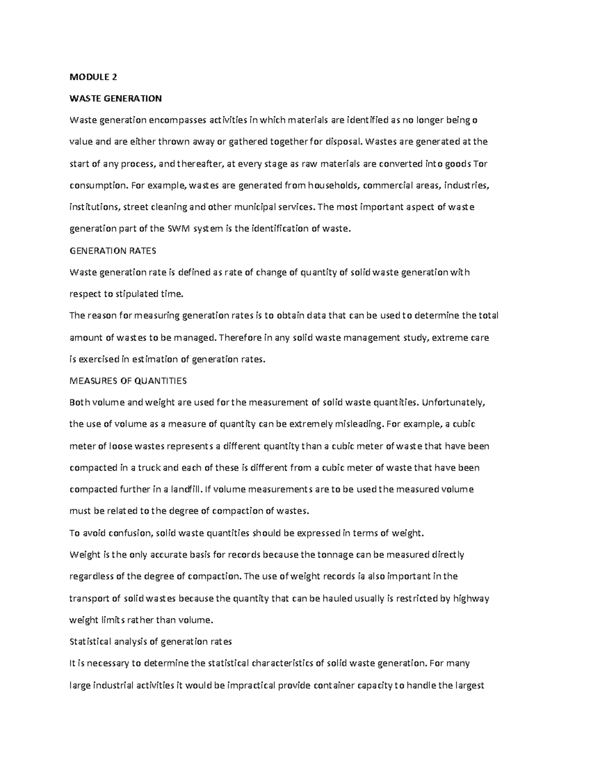 Municipal Solid Waste Management Module 2 PART 1 - MODULE 2 WASTE ...