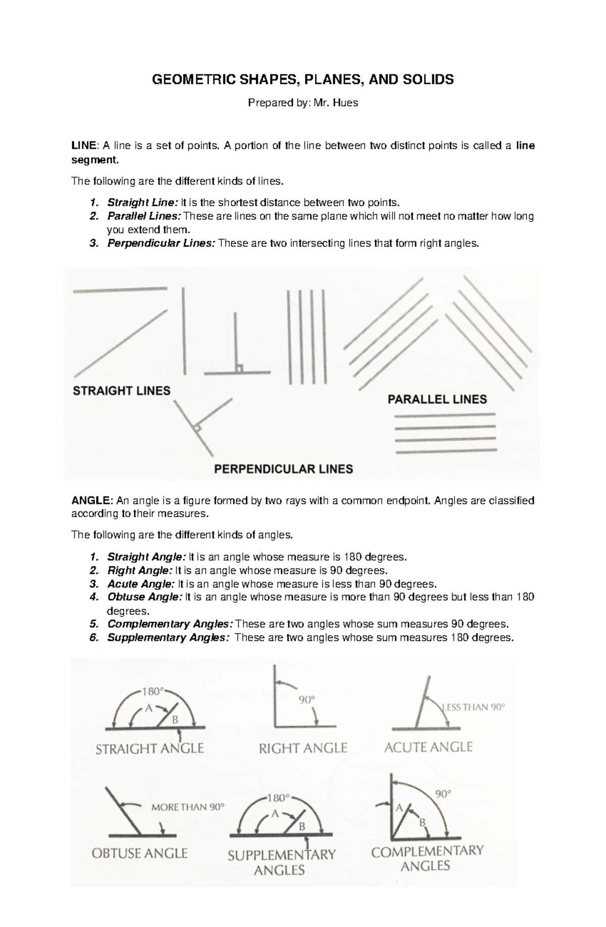 Geometric- Shapes - GEOMETRIC SHAPES, PLANES, AND SOLIDS Prepared by ...