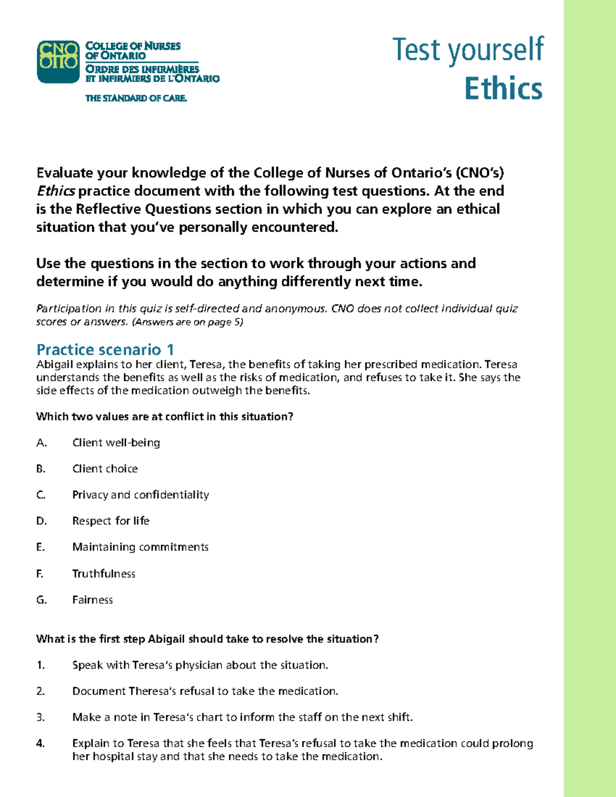 Test yourself ethics - Test yourself Ethics Evaluate your knowledge of ...