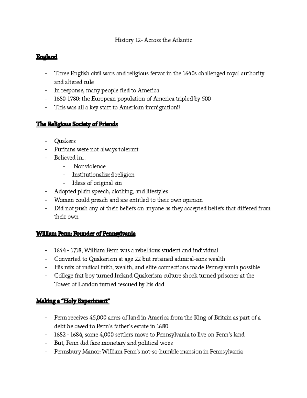 History 12- Across the Atlantic - History 12- Across the Atlantic ...