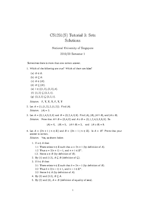 Soln4 - CS1231(S) Tutorial 4: Functions Solutions National University of Singapore 2019/20 ...