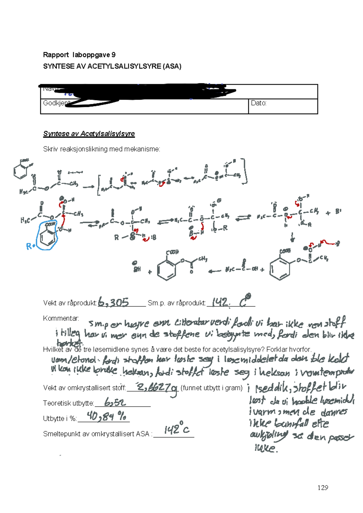 Labrapoppg 9 - lab - 129 Rapport laboppgave 9 SYNTESE AV ...