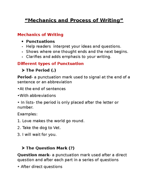 Mechanics-and-Process-of-Writing - “Mechanics and Process of Writing ...