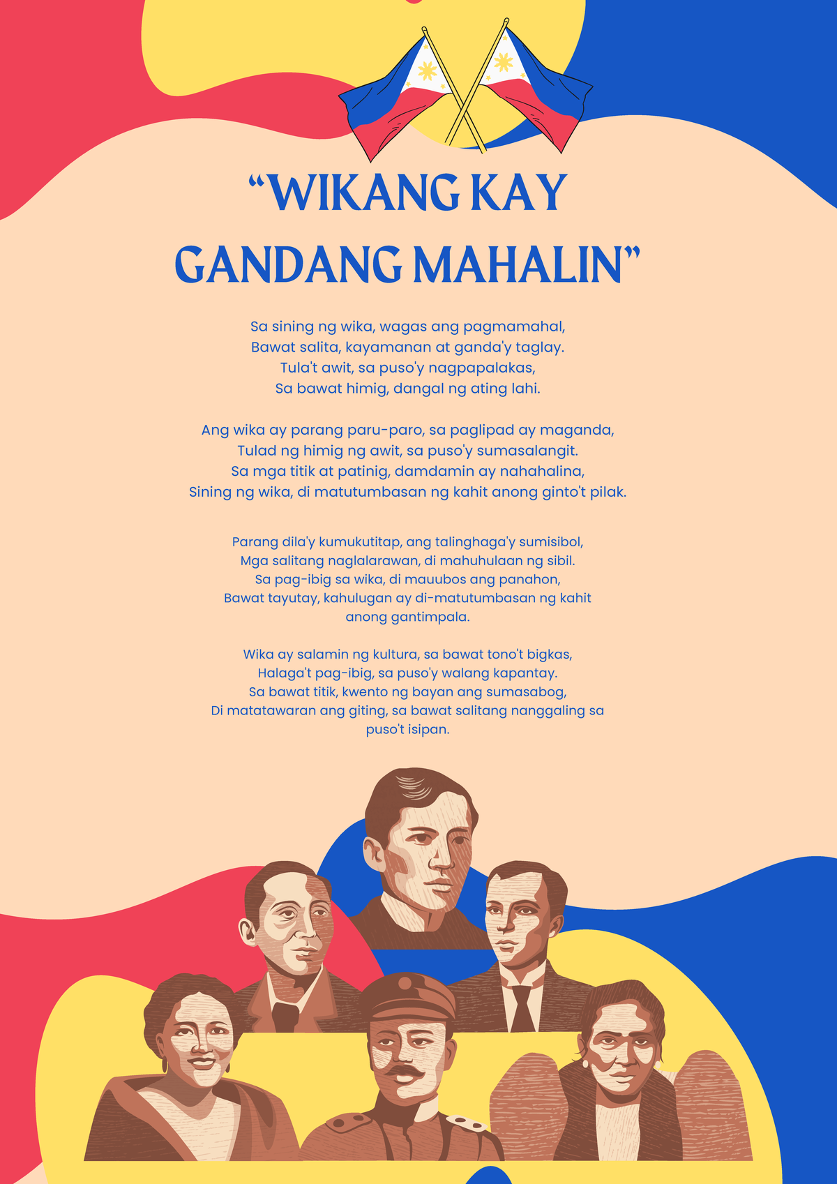 Tula tungkol sa Wika - Sa sining ng wika, wagas ang pagmamahal, Bawat salita, kayamanan at ganda ...