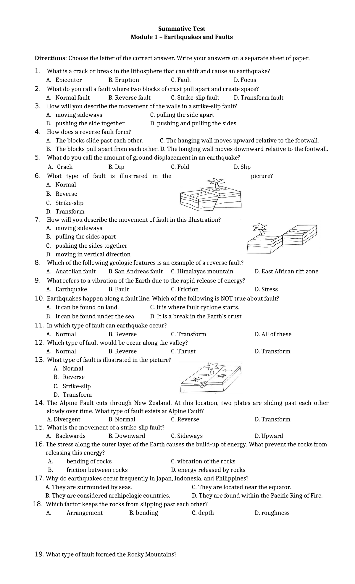 Summative Module 1 Earth Science 8 - Summative Test Module 1 ...