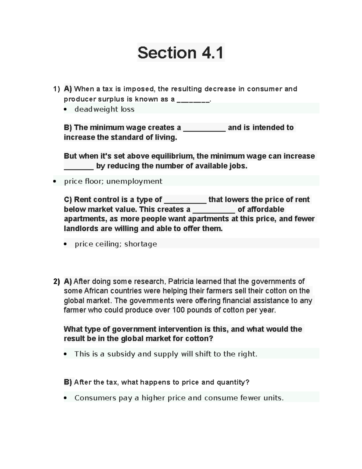 Micro econ 4 - Sophia Pathways - Section 4. A) When a tax is imposed ...