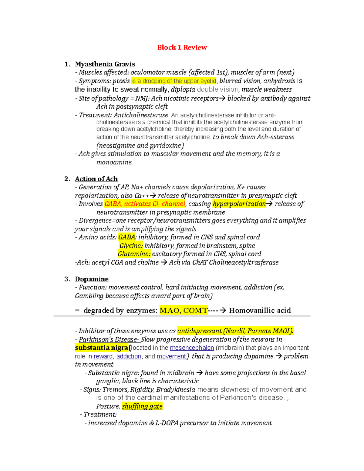 Neuro Block 1 Review- Hanna - Block 1 Review Myasthenia Gravis Muscles ...