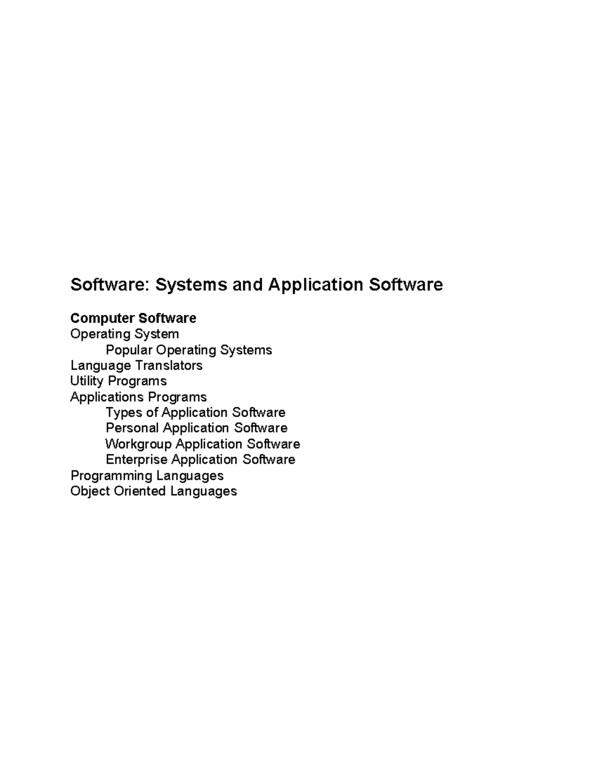 Software 1 Software Systems And Application Software Computer Software Operating System