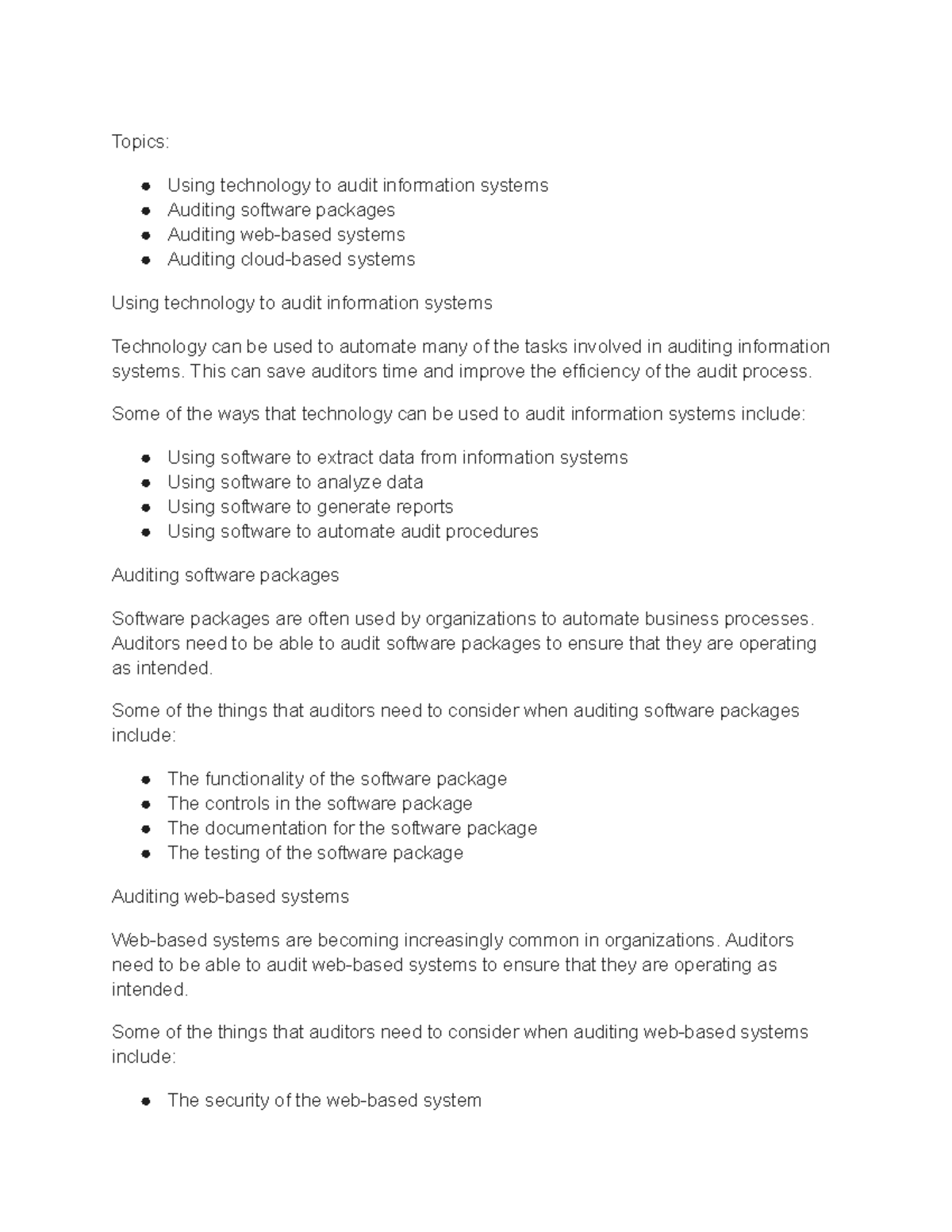 Auditing Information Systems Using Technology - Topics: Using ...