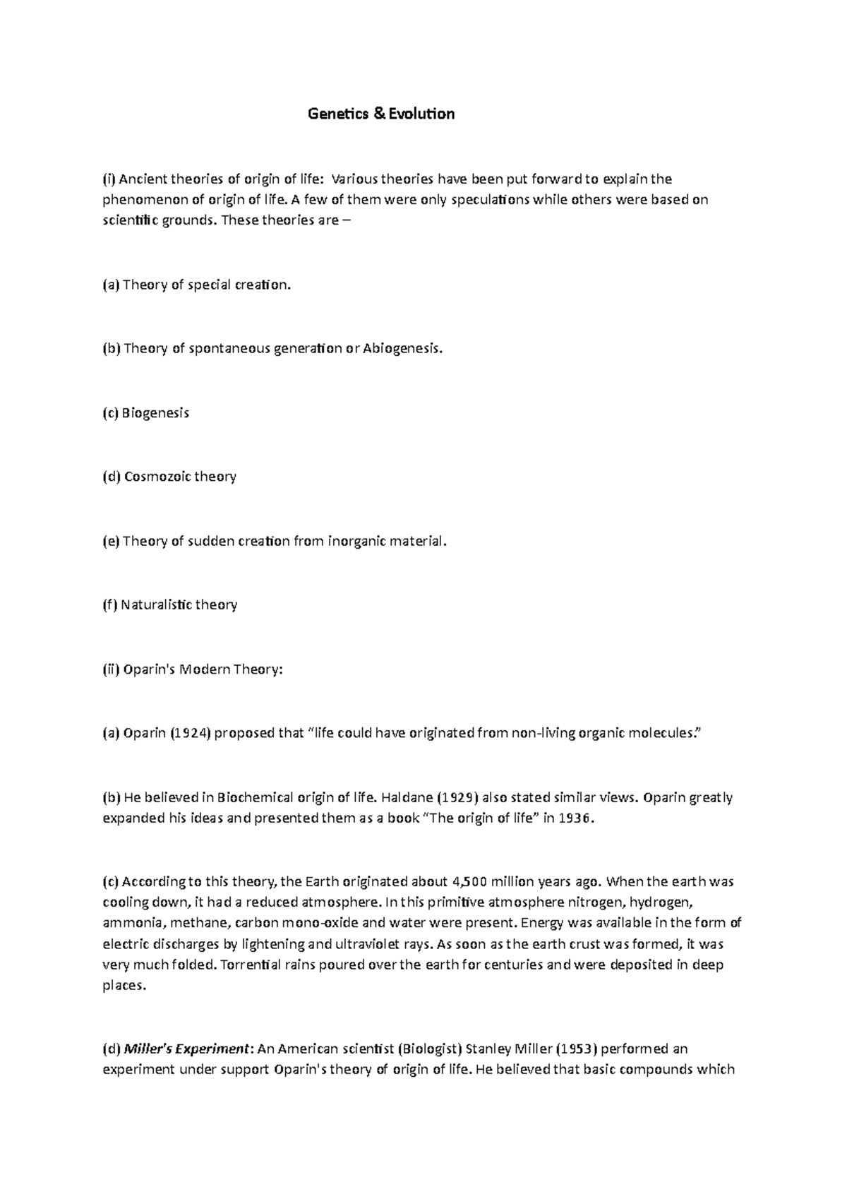 Genetics and Evolution ( short note ) - Molecular Biology And Genetic ...