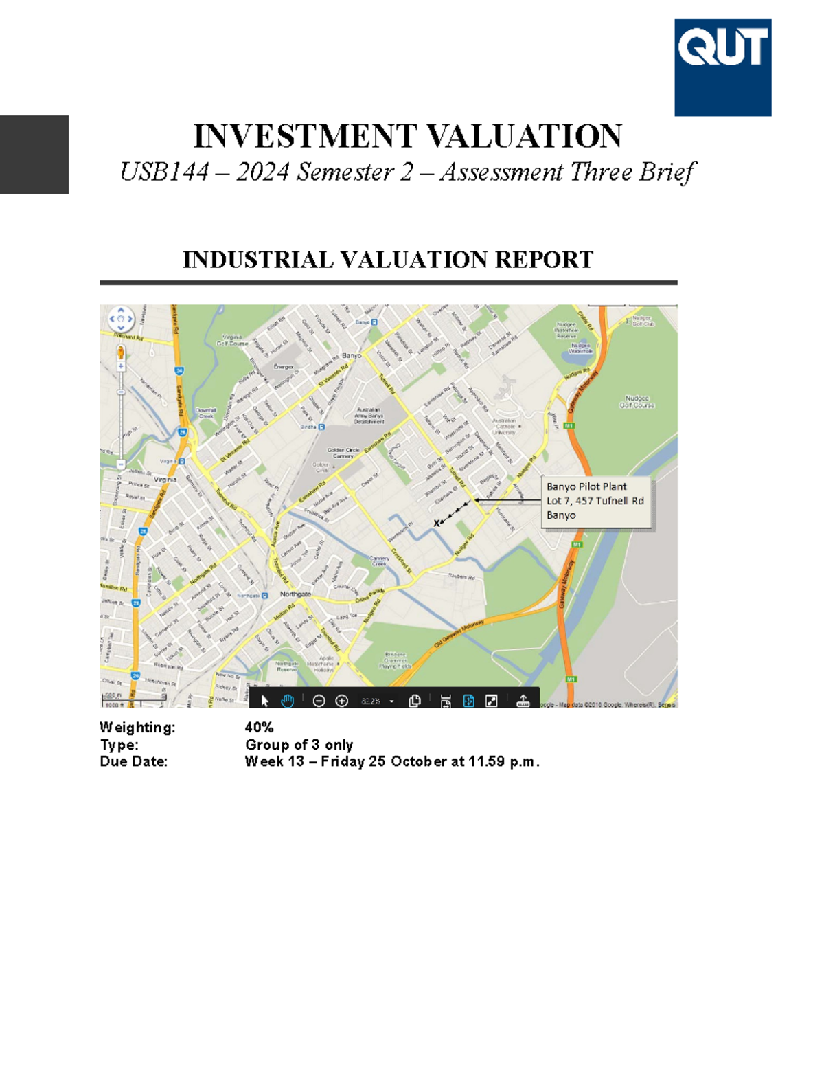 Assessment 3 Brief Industrial Valuation Report-3 - INVESTMENT VALUATION ...